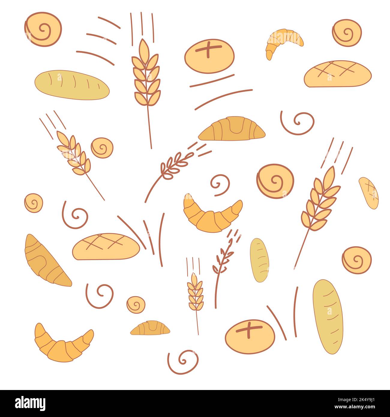 bread pattern of spikelets and bread products Stock Vector Image & Art ...