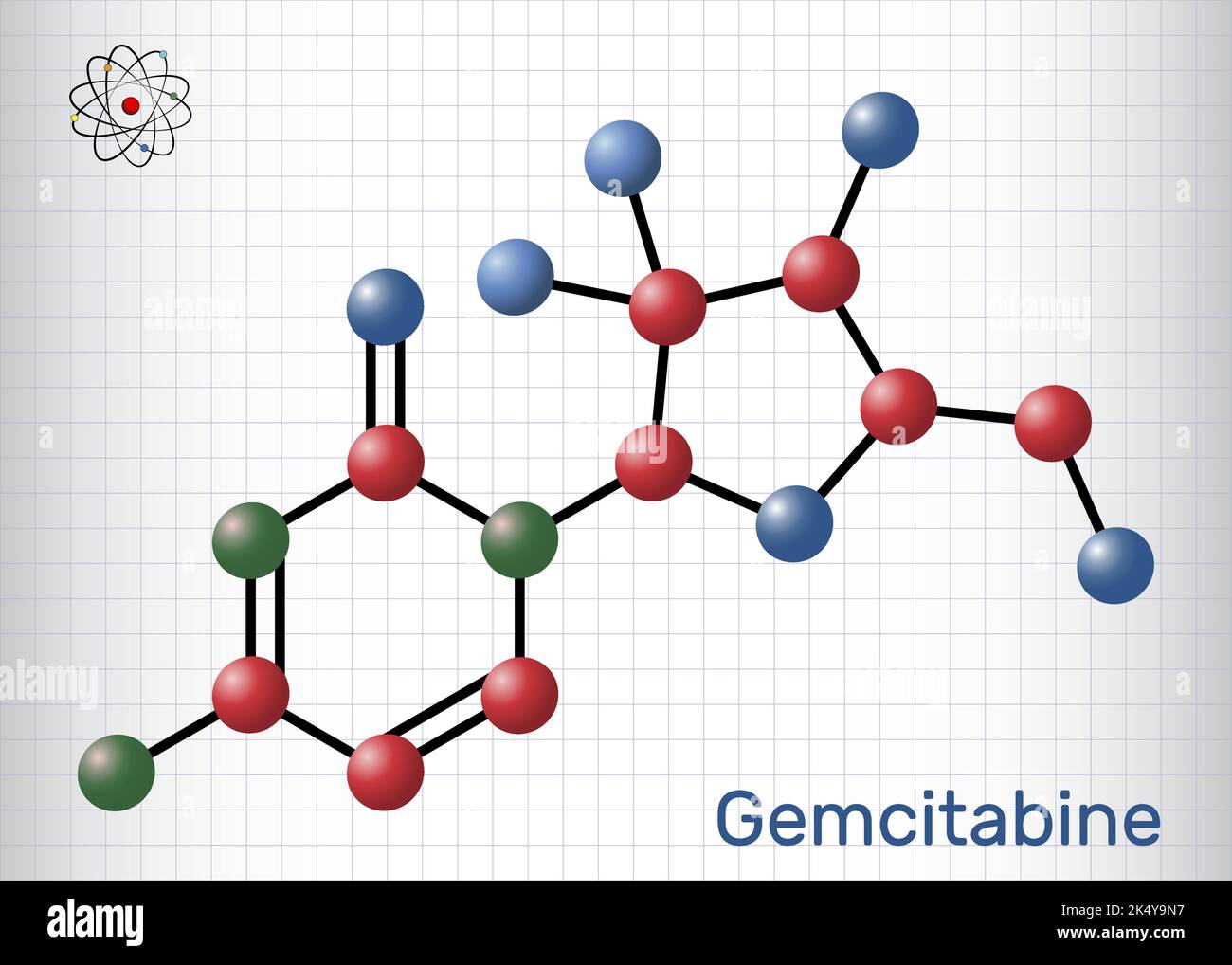 Gemcitabine molecule. It is antineoplastic agent used in the therapy of ...