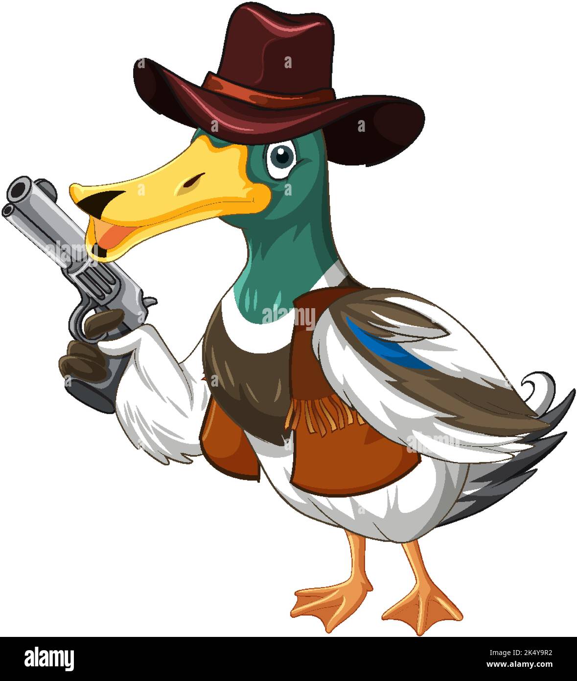 Cartoon duck wearing cowboy costume illustration Stock Vector Image ...