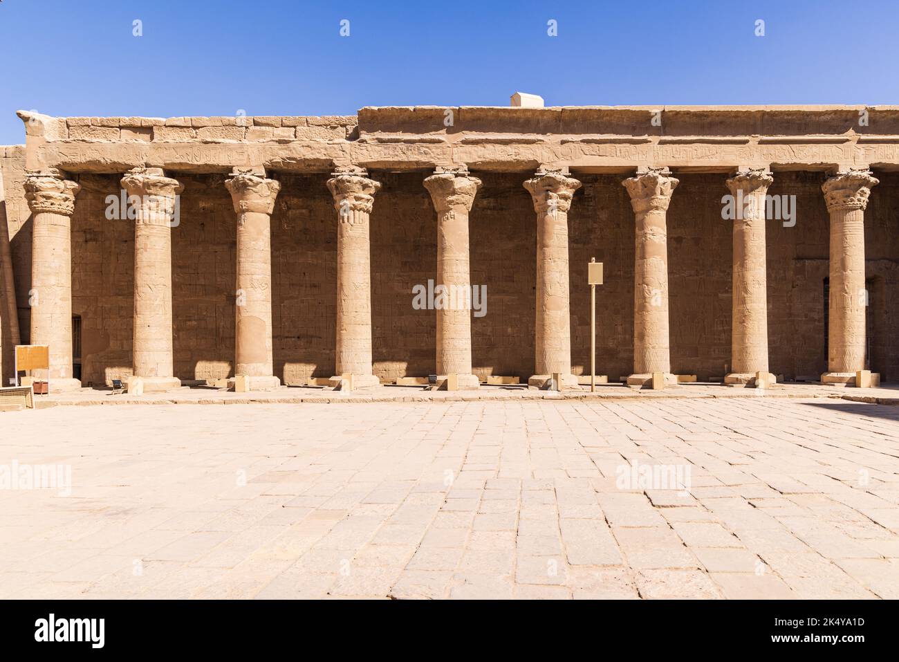 Edfu, Aswan, Egypt. Row of columns at the Temple of Horus at Edfu Stock ...