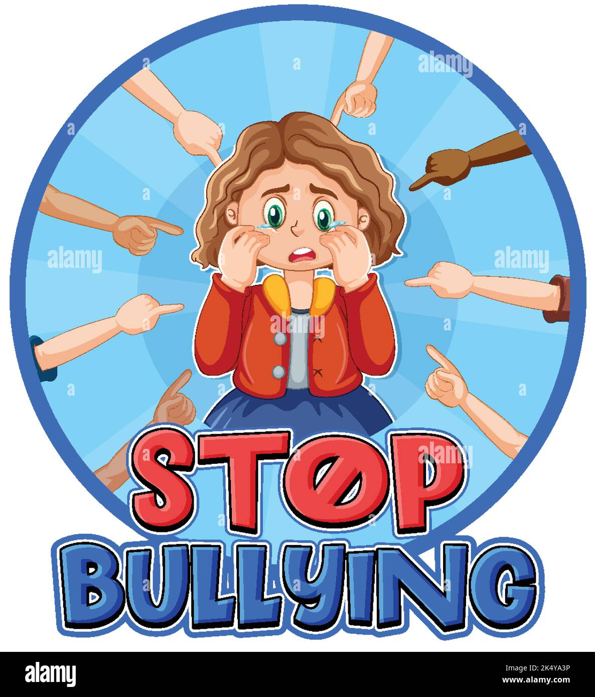 Stop Bullying text with cartoon character illustration Stock Vector ...