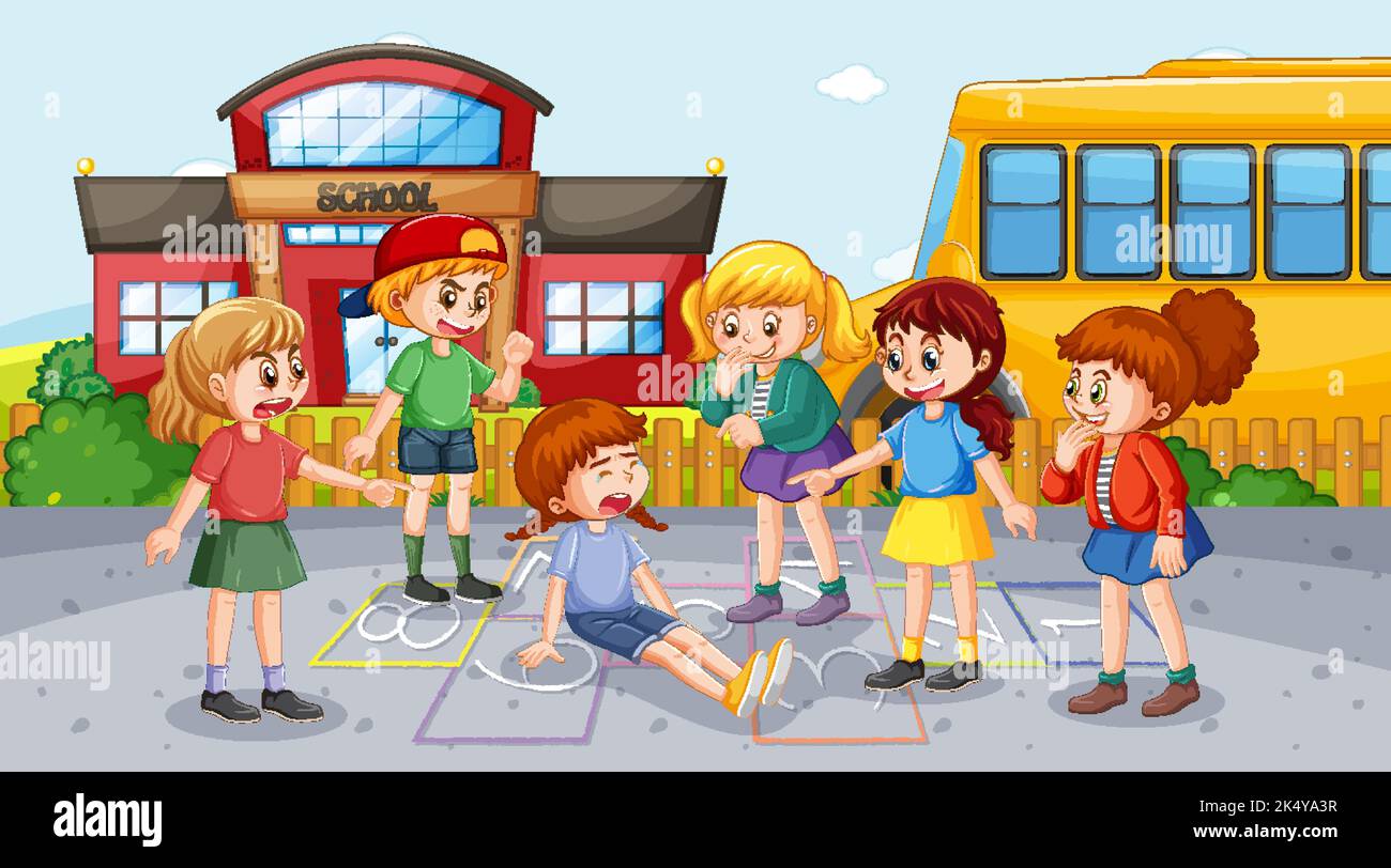 Kids bullying at school illustration Stock Vector Image & Art - Alamy