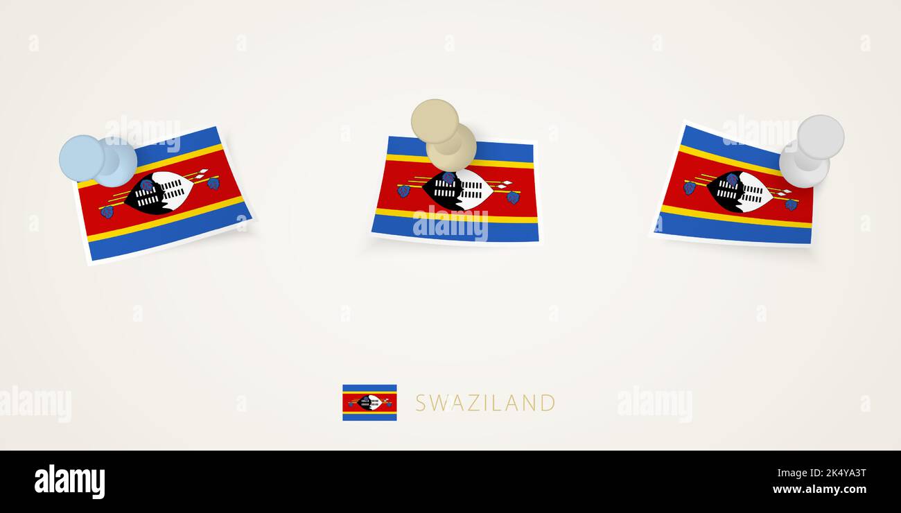 Pinned flag of Swaziland in different shapes with twisted corners ...