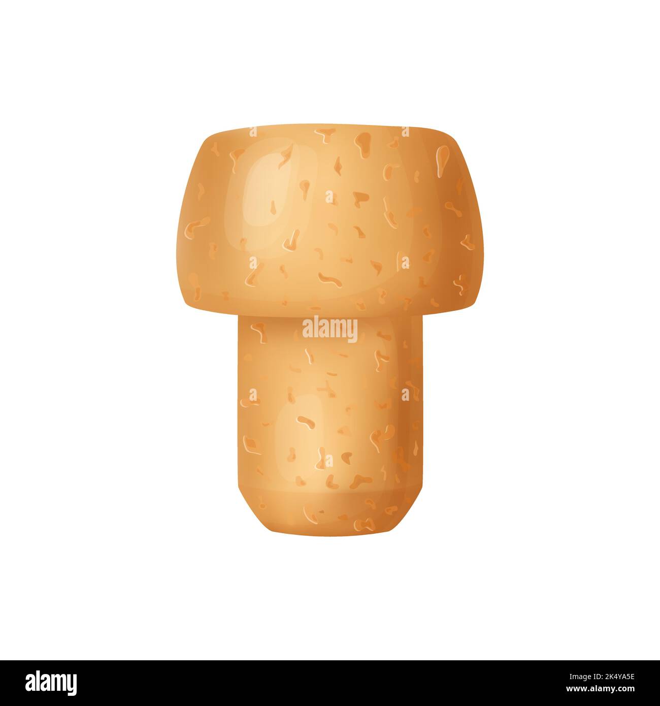 Wine cork stopper, wooden textured cartoon style. Corkwood plug with ...