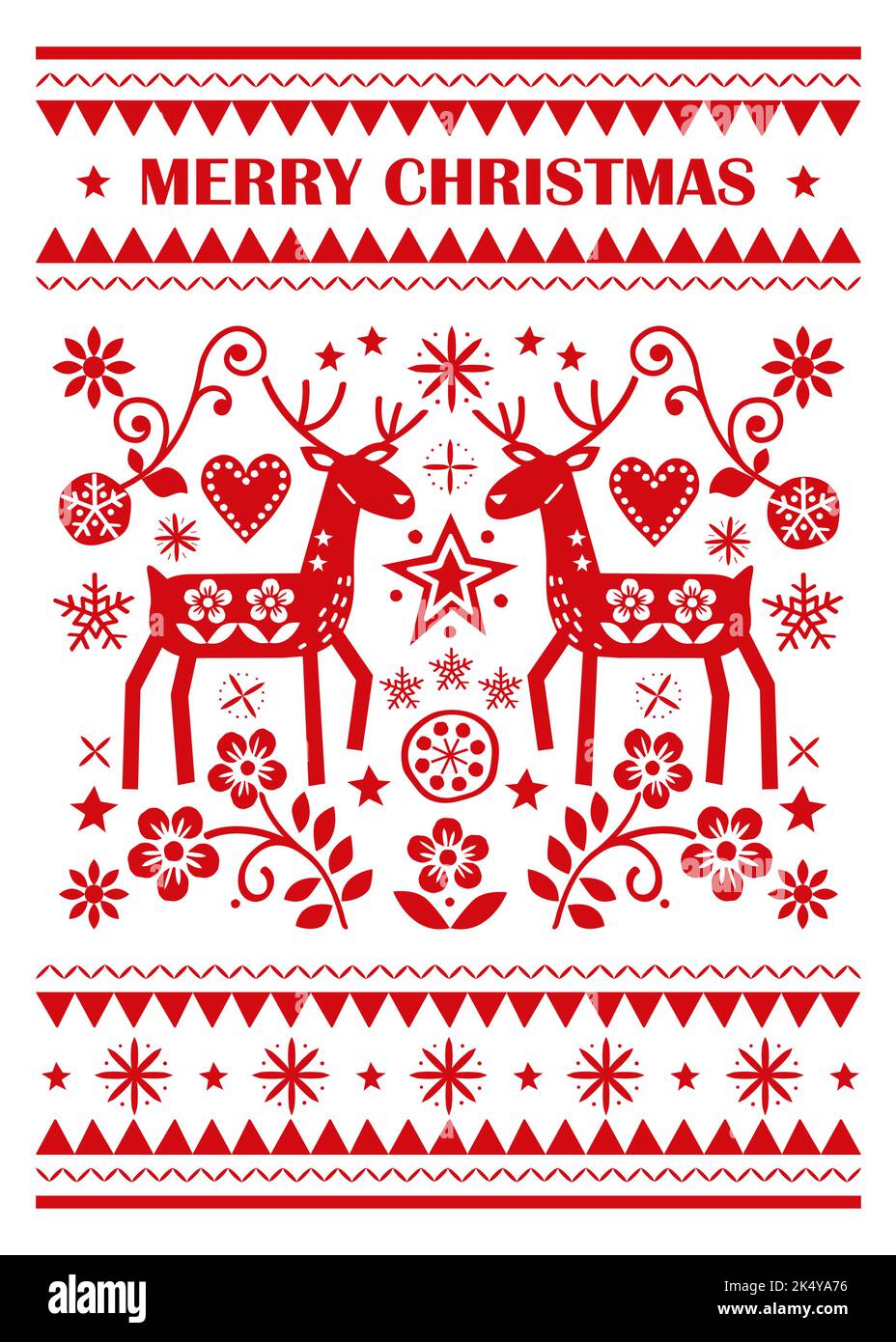Merry Christmas greting card vector design 5x7 format - Scandinavian ...