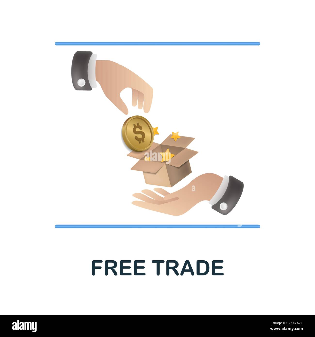 Free Trade icon. 3d illustration from economic collection. Creative ...