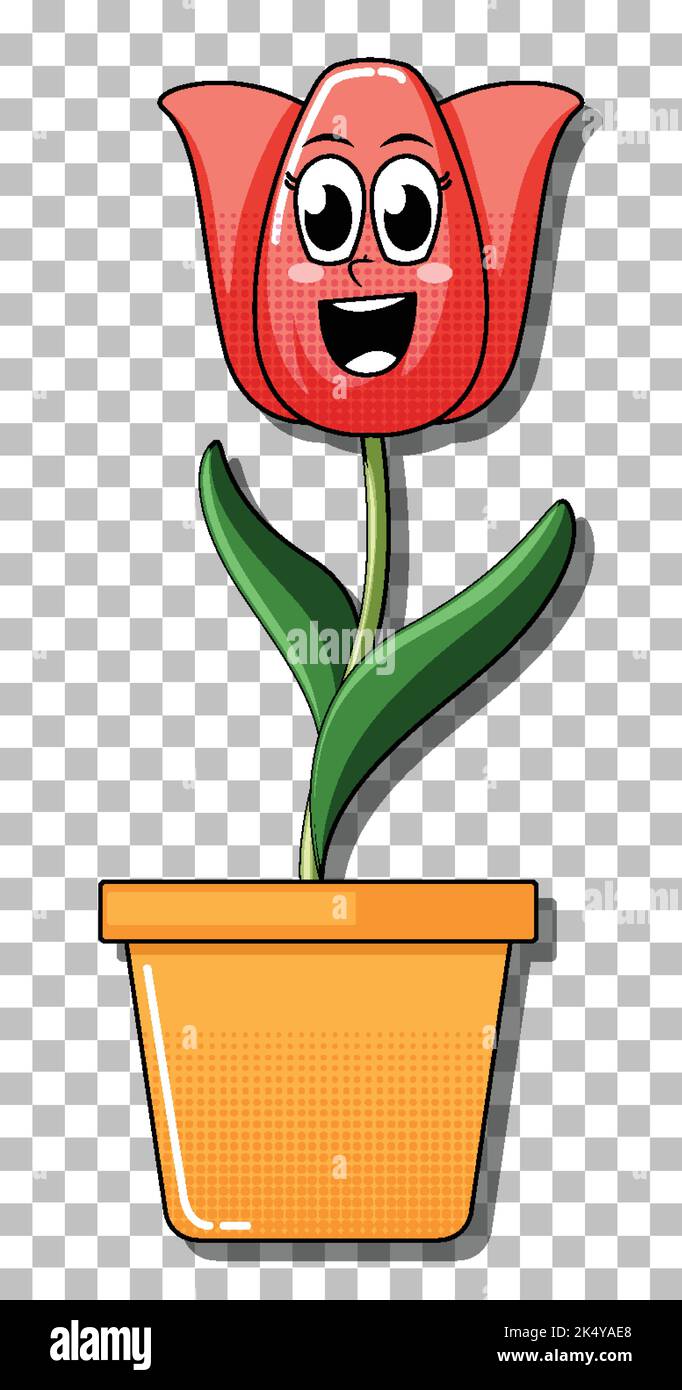 Flower cartoon character in pot illustration Stock Vector Image & Art ...