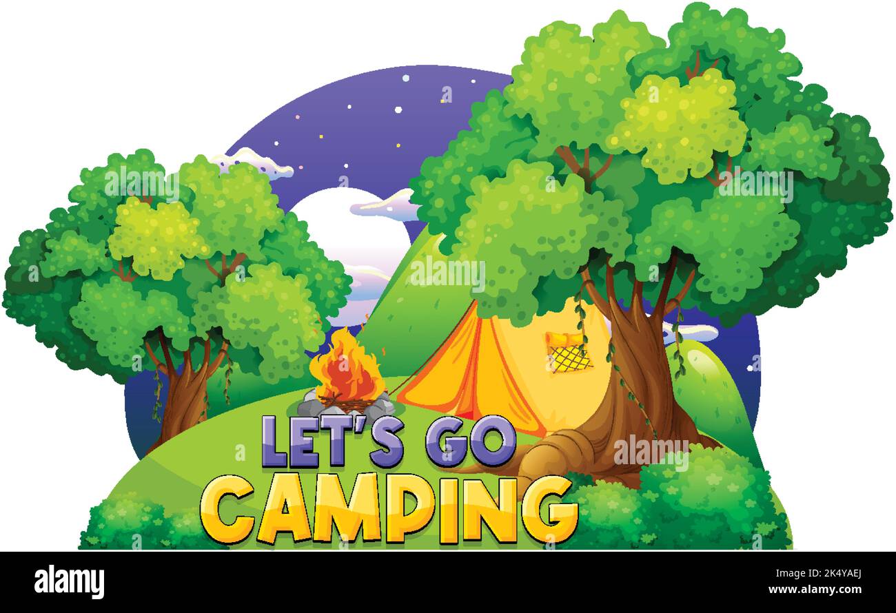 Camping tent with lets go camping text illustration Stock Vector Image & Art - Alamy