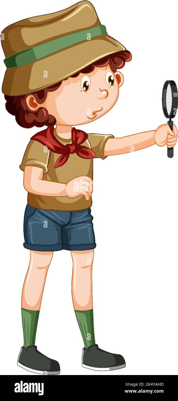 Child using magnifying glass Cut Out Stock Images & Pictures - Alamy