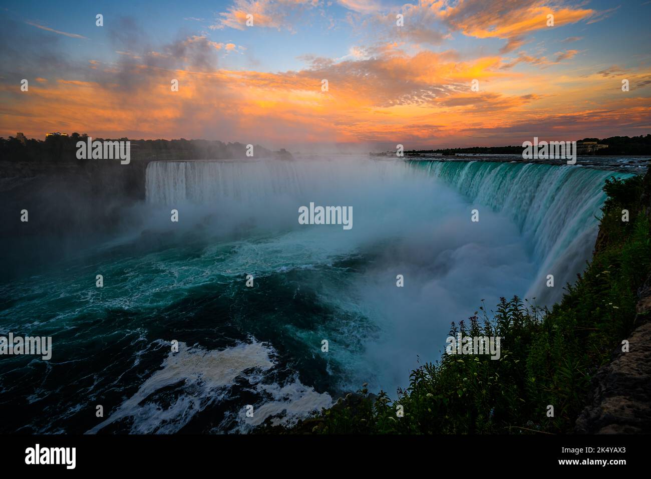 Canadian side view of Niagara Falls, American Falls, Horseshoe Falls ...