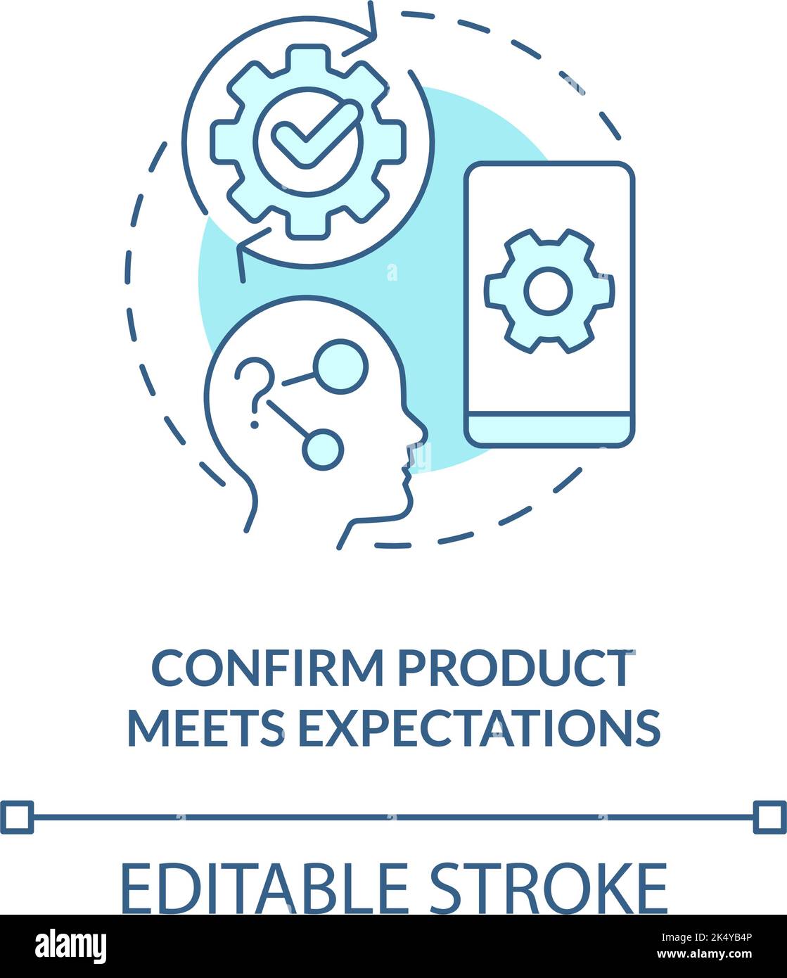 Confirm product meets expectations turquoise concept icon Stock Vector ...