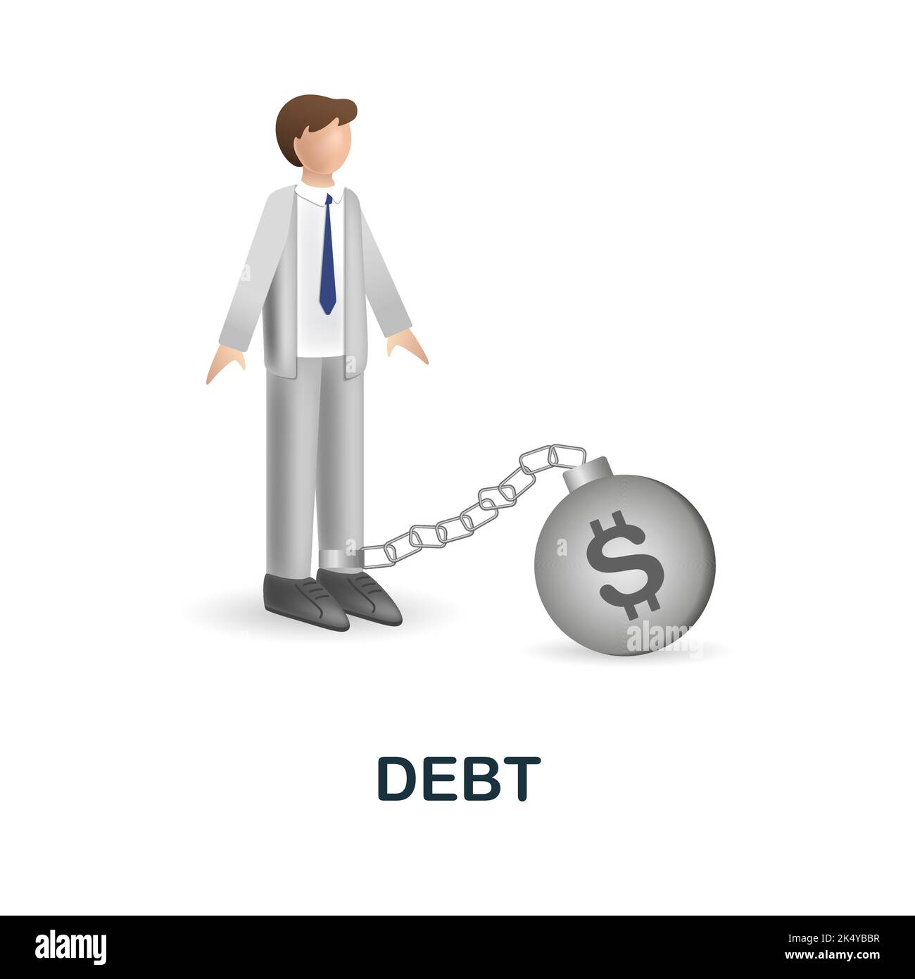 Debt icon. 3d illustration from economic collection. Creative Debt 3d ...