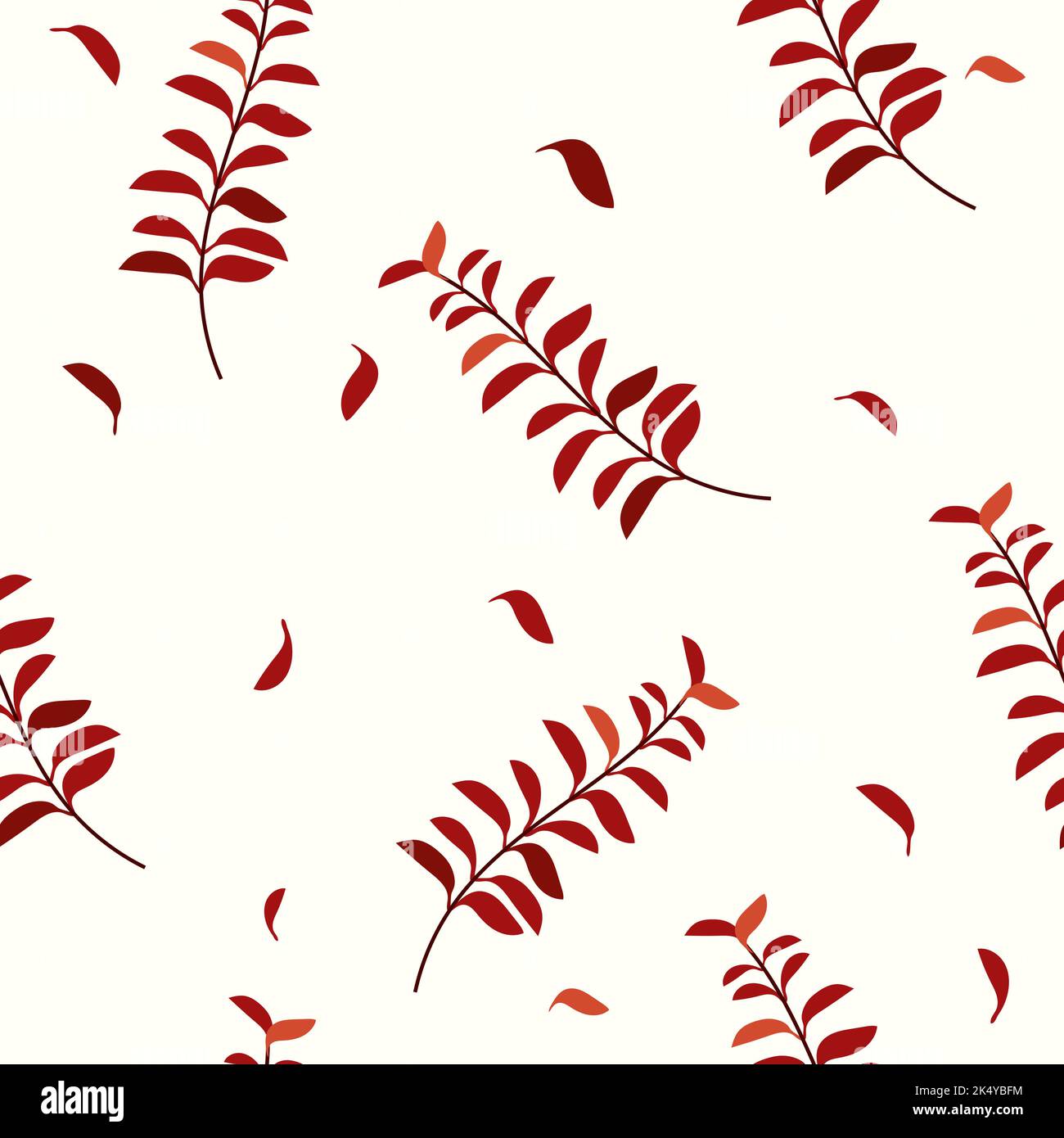 Seamless patterns with red leaves and petals. Magical minimal pattern ...