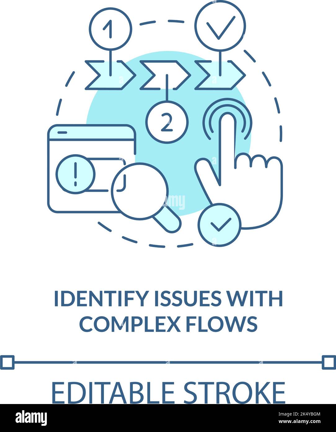 Determine issues with complex flows turquoise concept icon Stock Vector ...