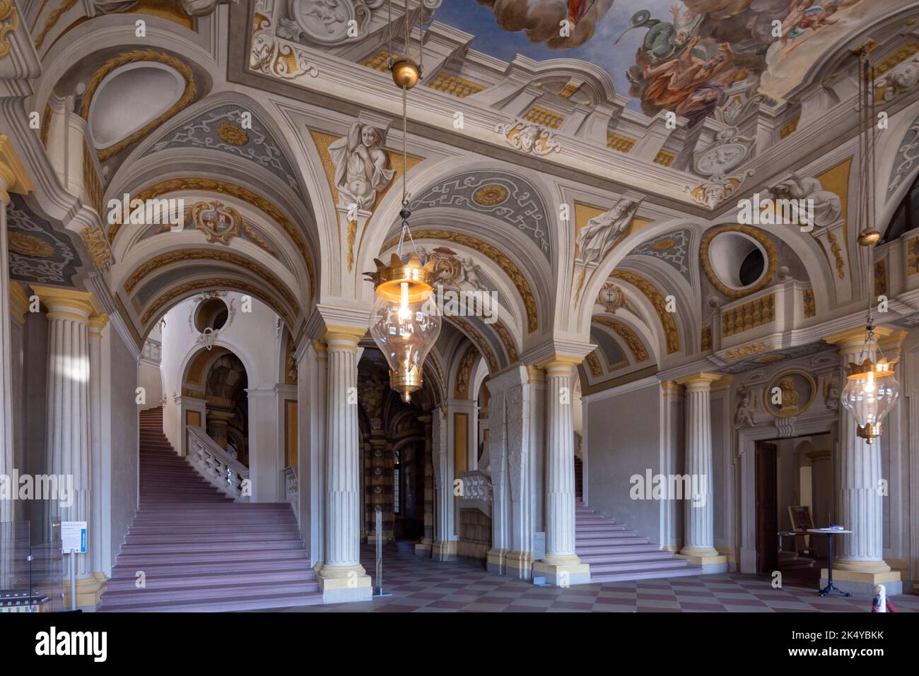 staircase, the Baroque Bruchsal Palace (Schloss Bruchsal), also called ...