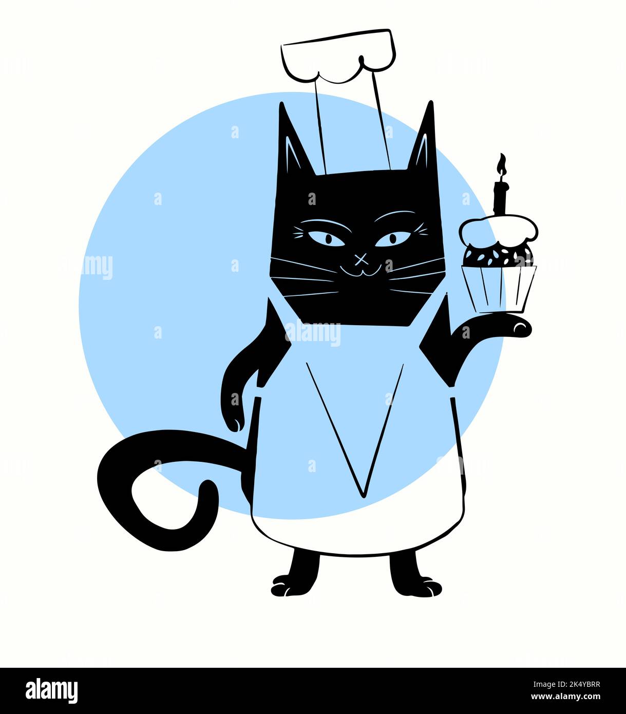 Cute cook with birthday cake, humorous vector clipart Stock Vector ...