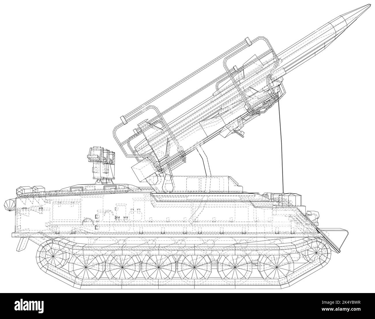 Tactical short range ballistic missile on truck. Special military ...