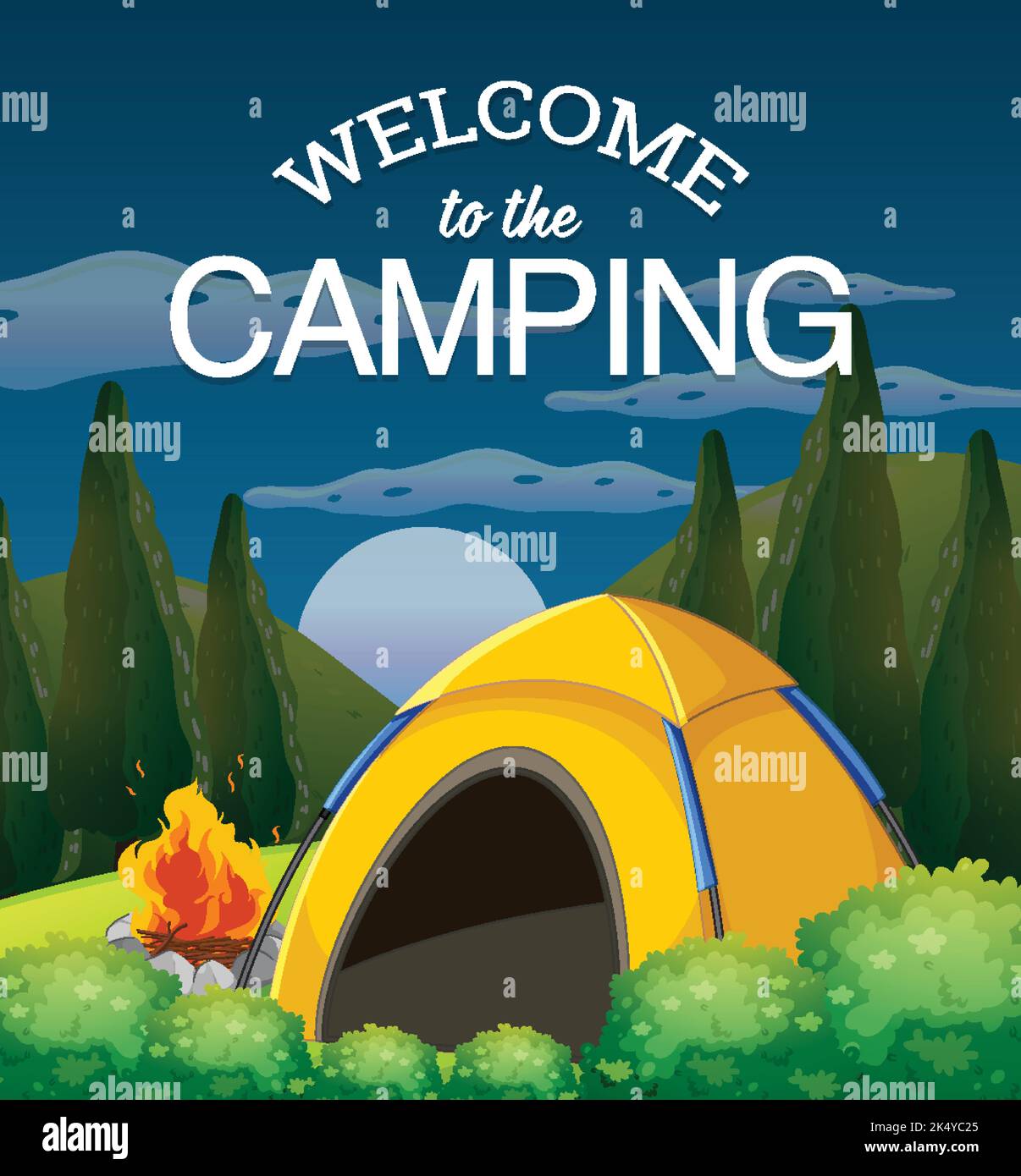 Welcome to the camping poster design illustration Stock Vector Image ...