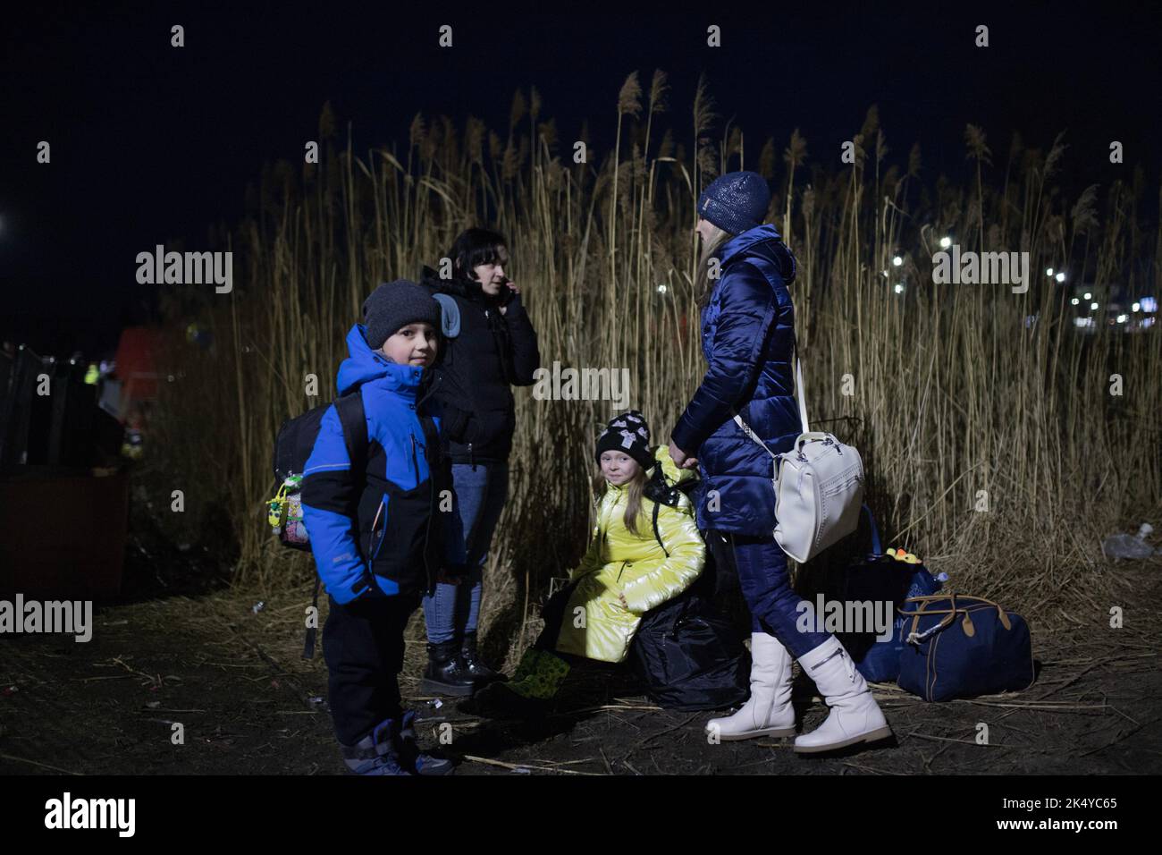 Displaced Ukrainians at the Medyka border crossing in Medyka. Ukraine ...