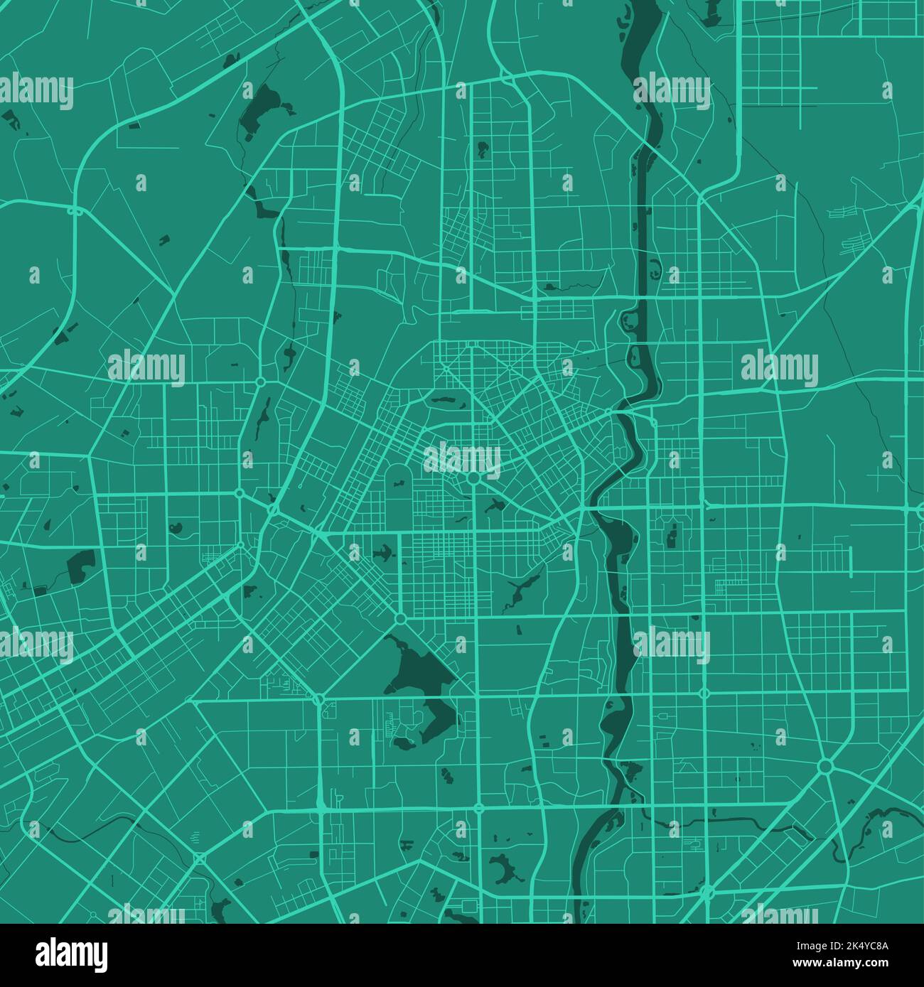 Green Vector map of Changchun, China. Urban city road map poster ...