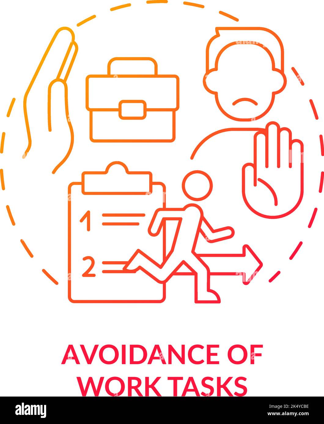 Refraining of work tasks red gradient concept icon Stock Vector Image ...