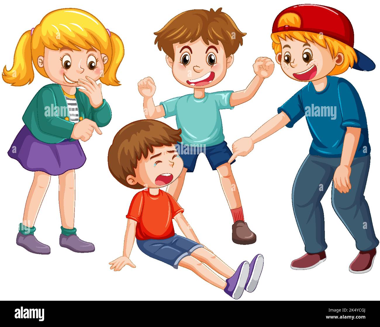 A boy get bullied by other children illustration Stock Vector Image ...