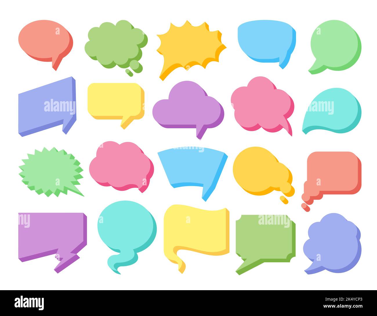 Speech Bubble Graphic Cartoon Colorful Blank Icon Set Isolated Comment