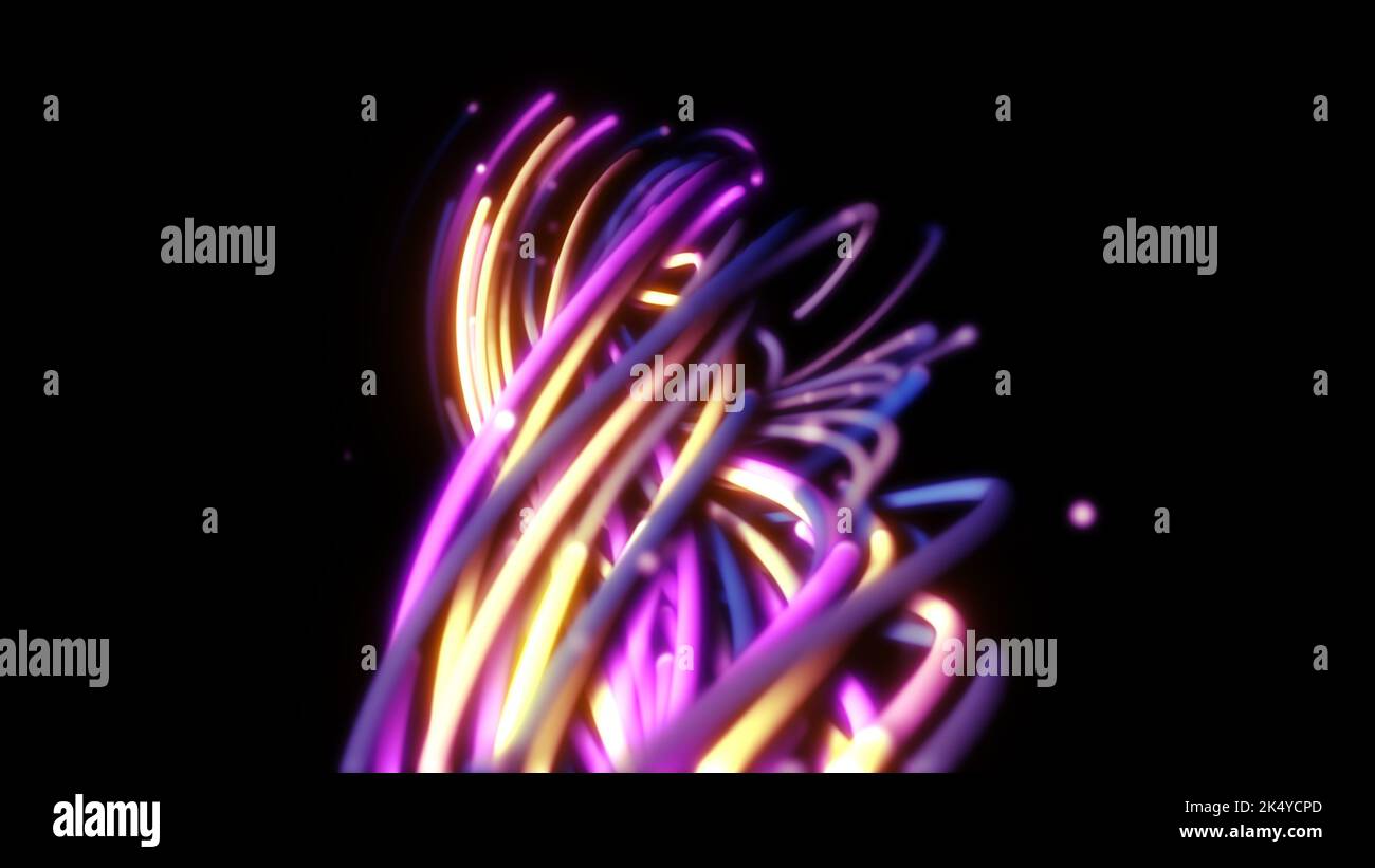3D rendering of a colorful abstract background of strings, lines ...