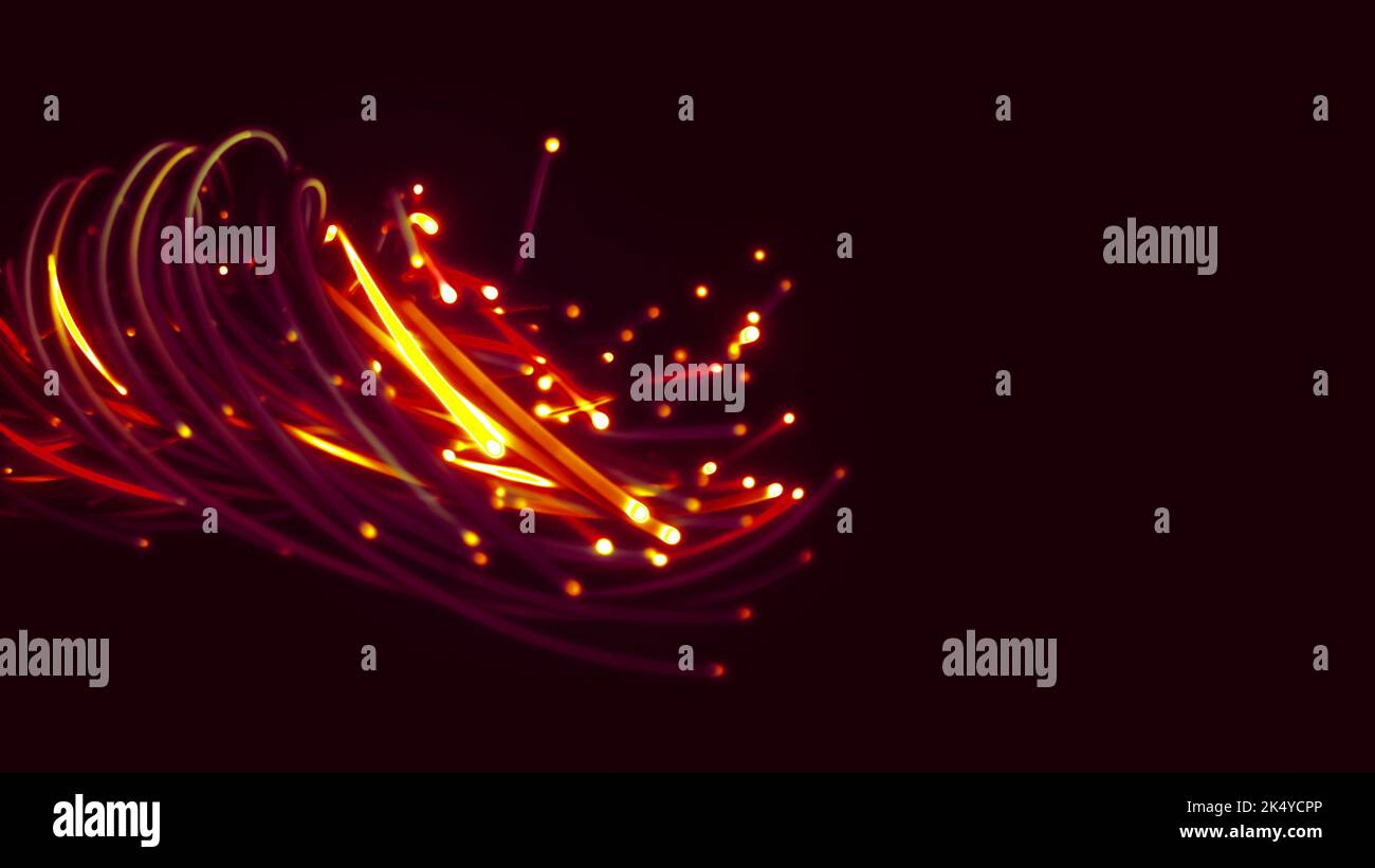 3D rendering of a colorful abstract background of strings, lines ...