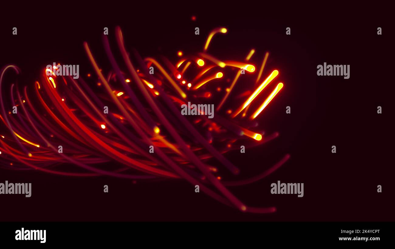 3D rendering of a colorful abstract background of strings, lines ...