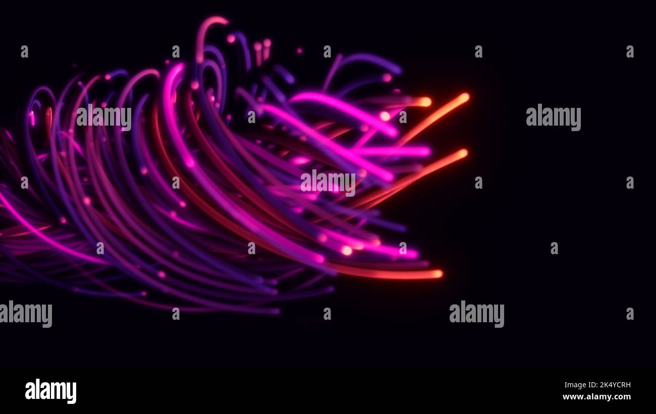 3D rendering of a colorful abstract background of strings, lines ...