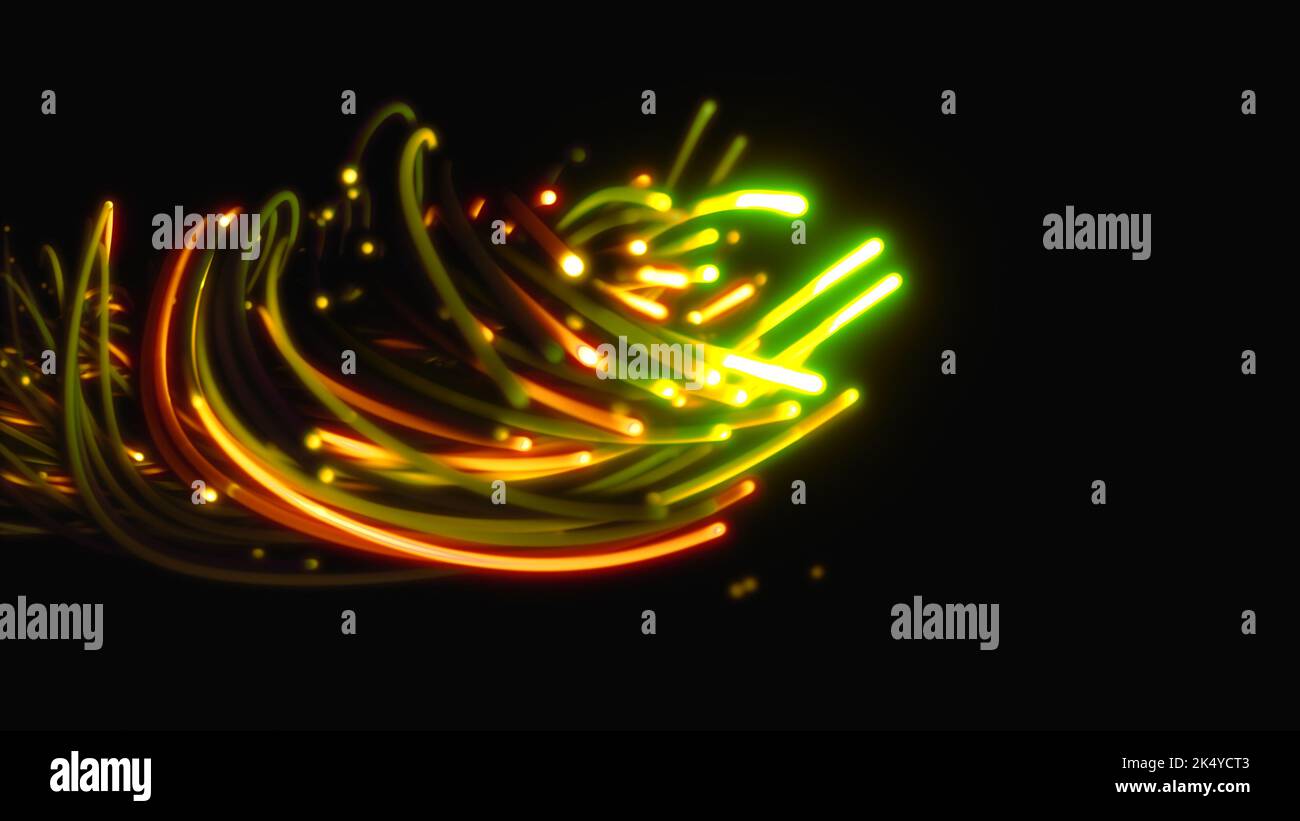 3D rendering of a colorful abstract background of strings, lines ...