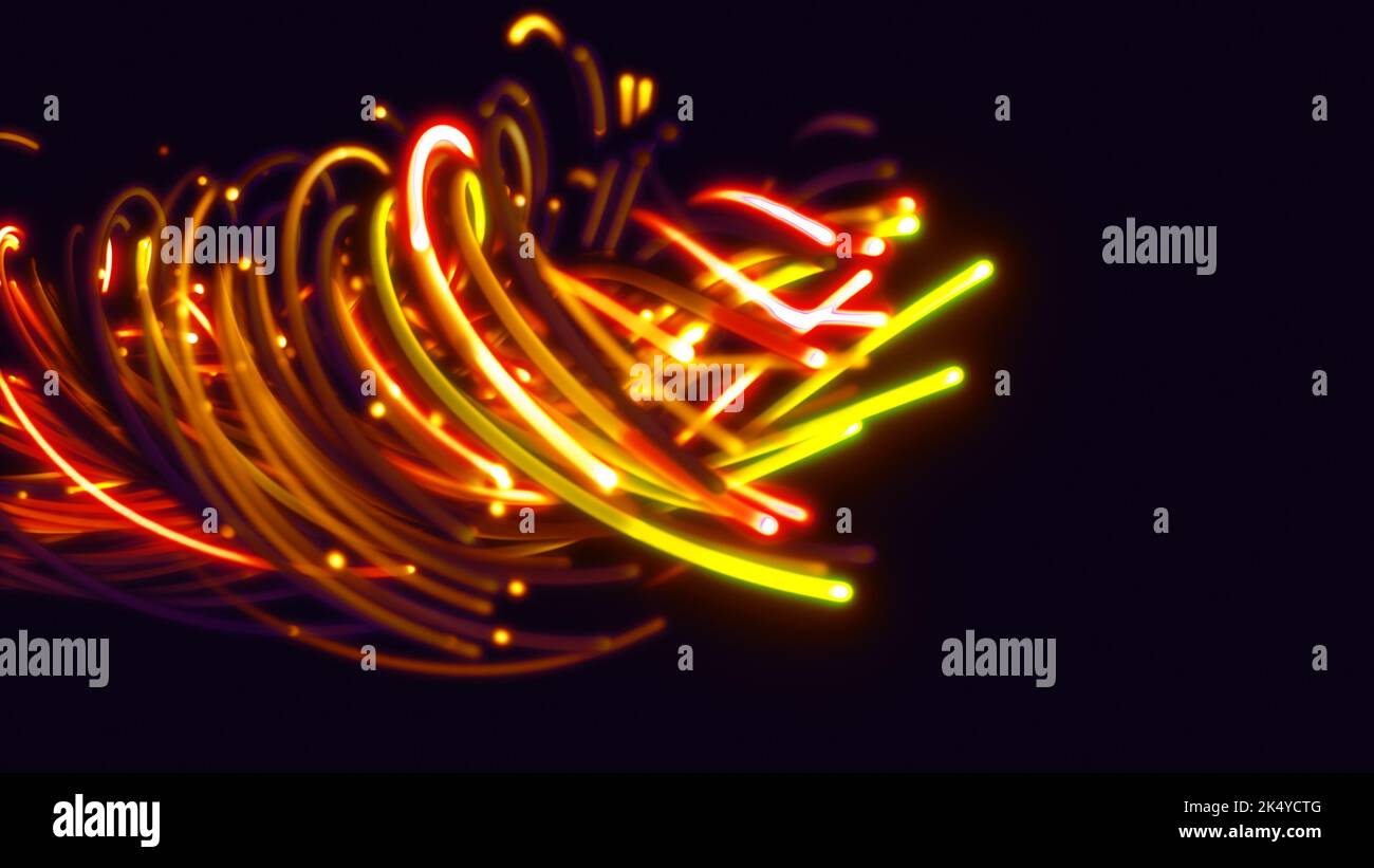 3D rendering of a colorful abstract background of strings, lines ...