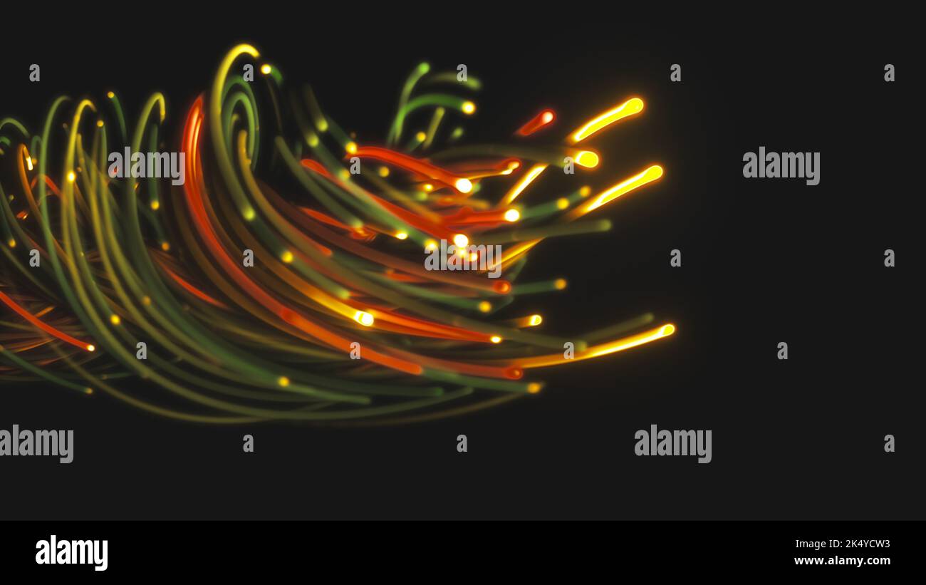 3D rendering of a colorful abstract background of strings, lines ...