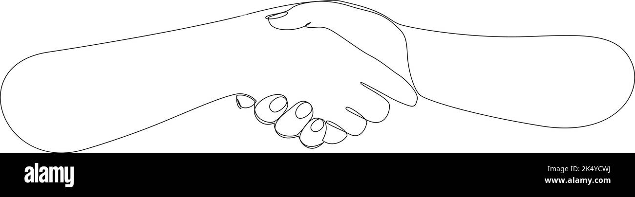 Continuous one line drawing of a handshake. Vector illustration Stock ...
