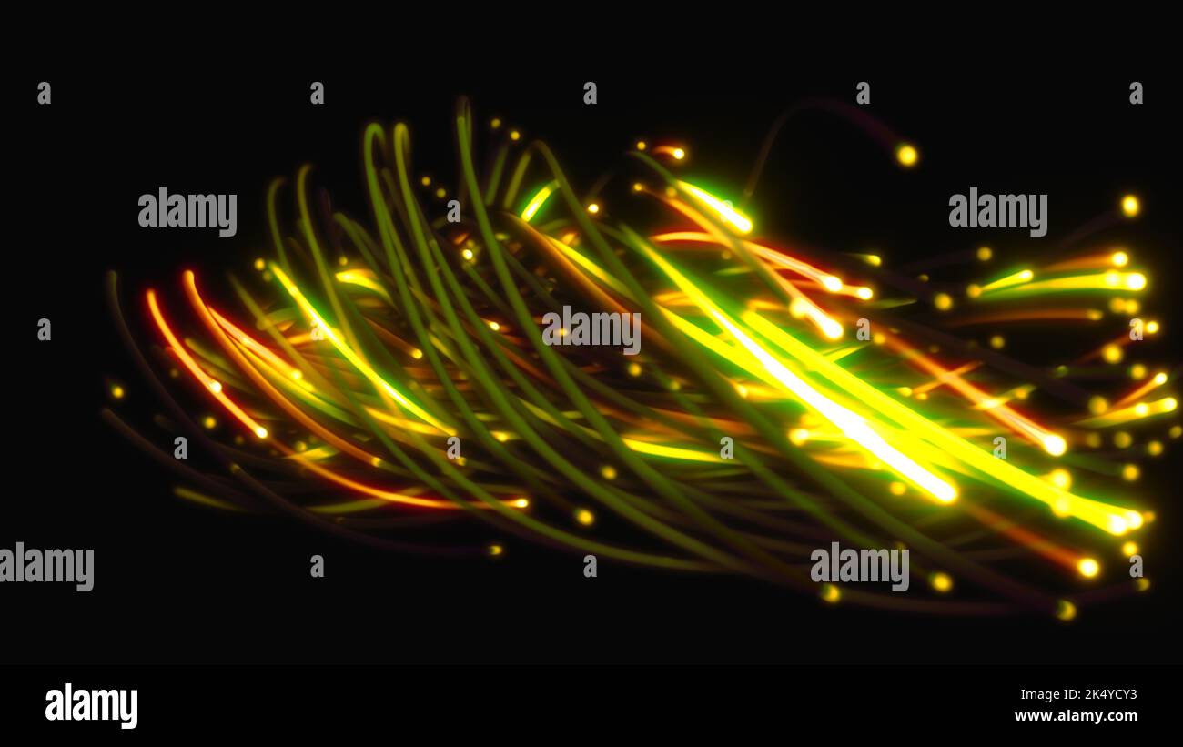 3D rendering of a colorful abstract background of strings, lines ...