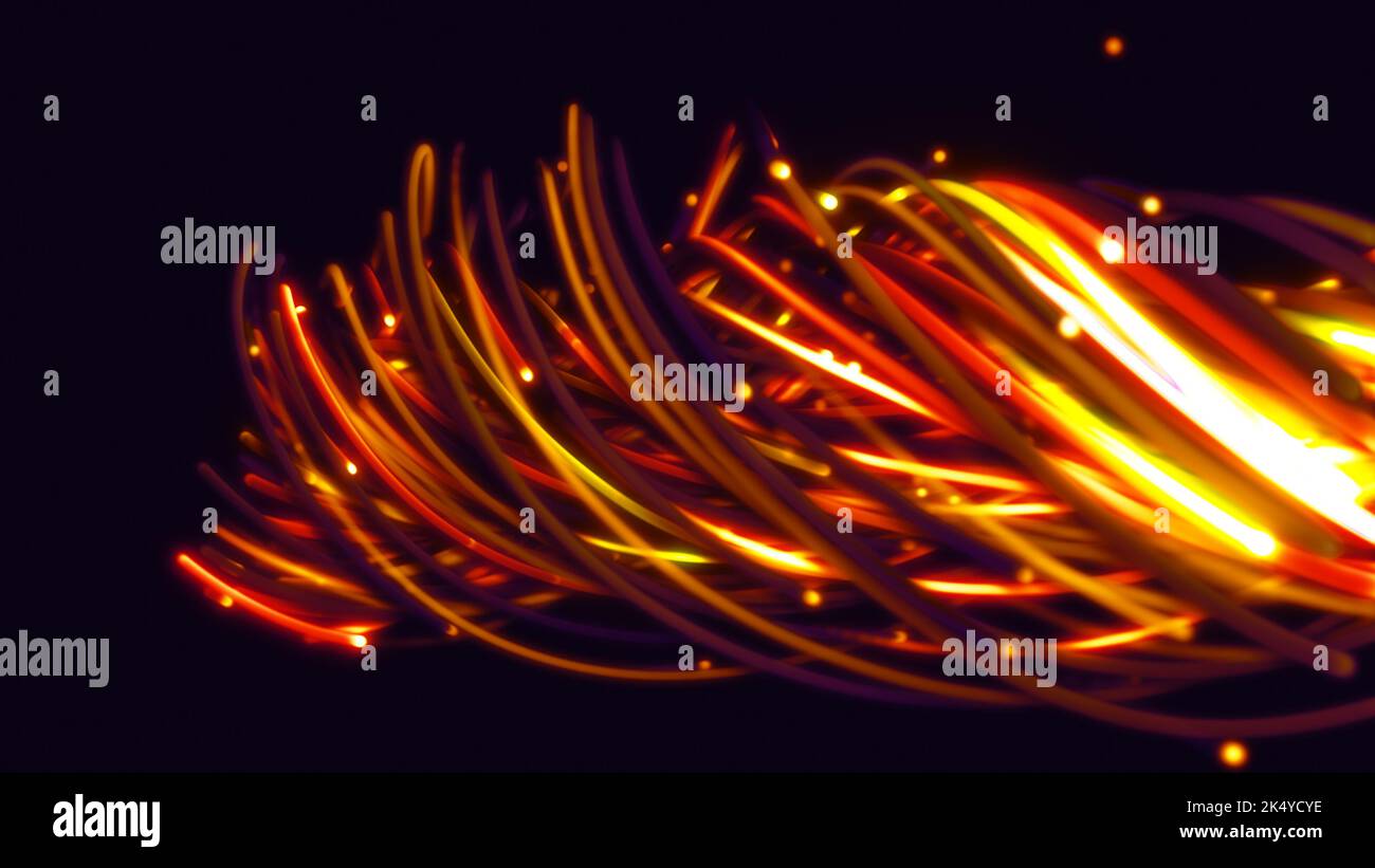 3D rendering of a colorful abstract background of strings, lines ...