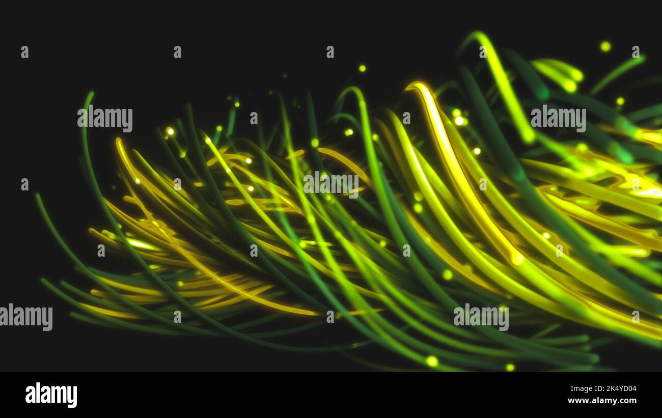 3D rendering of a colorful abstract background of strings, lines ...
