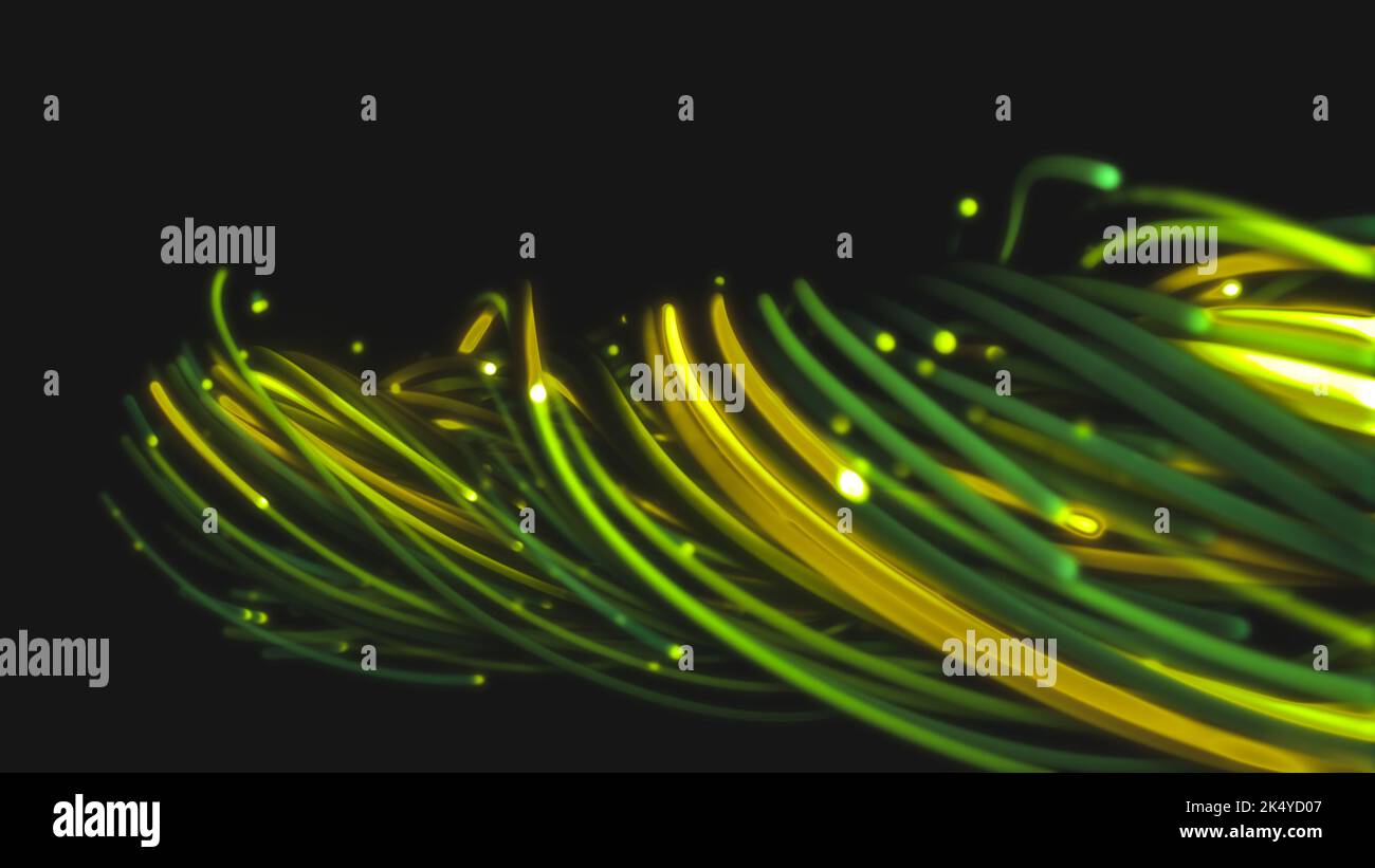 3D rendering of a colorful abstract background of strings, lines ...