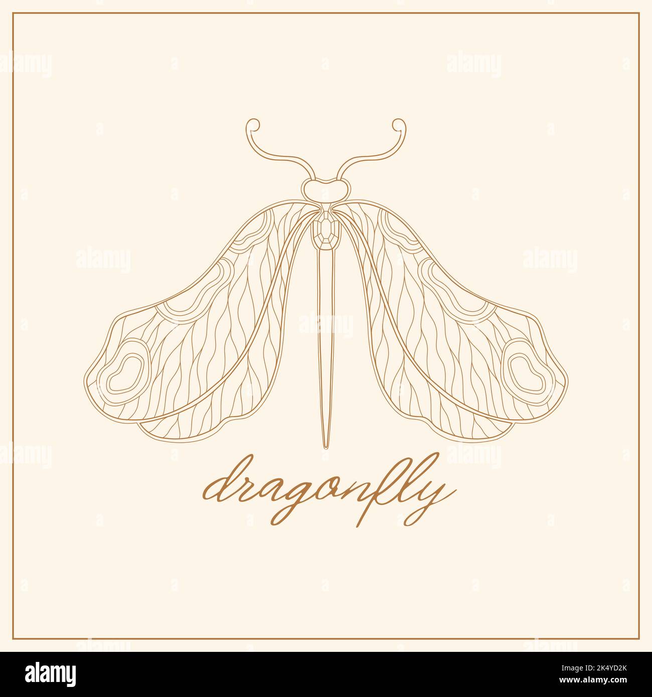 Art nouveau style dragonfly insect basic element. 1920-1930 years ...