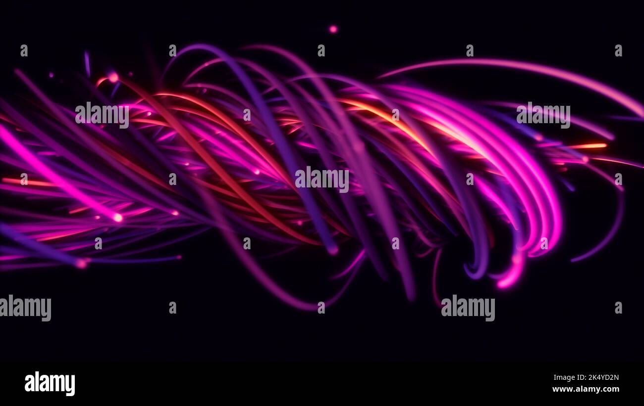 3D rendering of a colorful abstract background of strings, lines ...