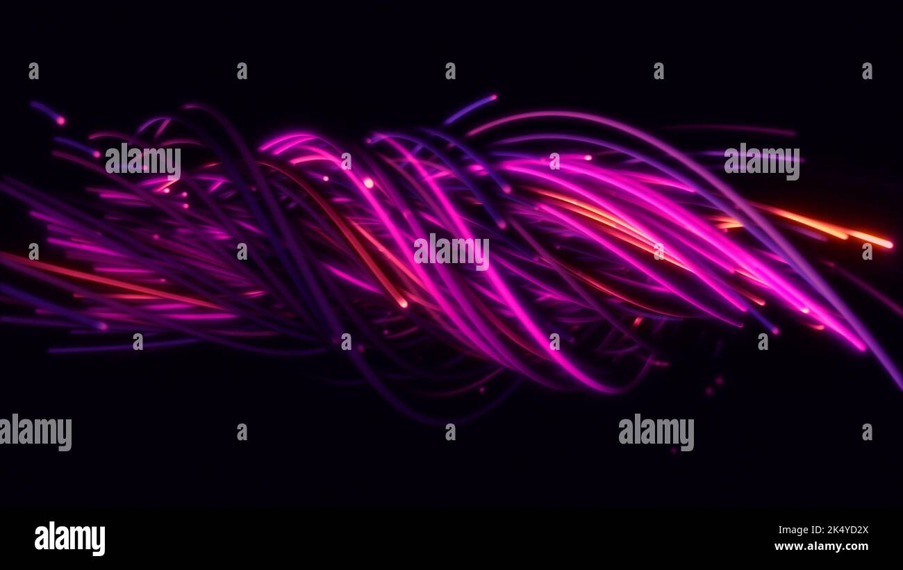 3D rendering of a colorful abstract background of strings, lines ...