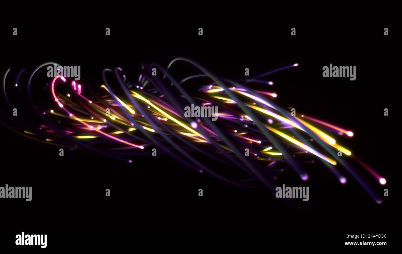 3D rendering of a colorful abstract background of strings, lines ...