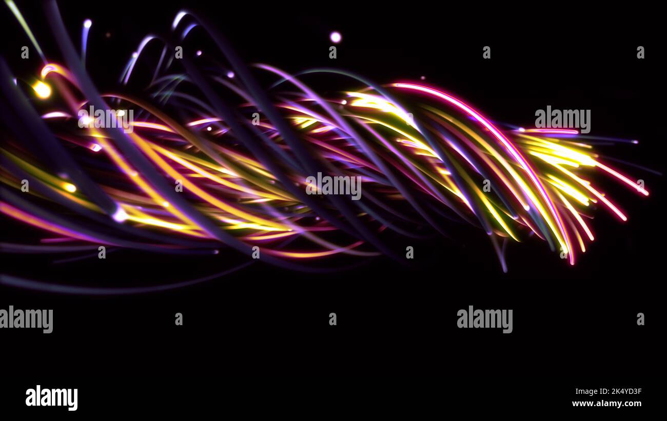 3D rendering of a colorful abstract background of strings, lines ...