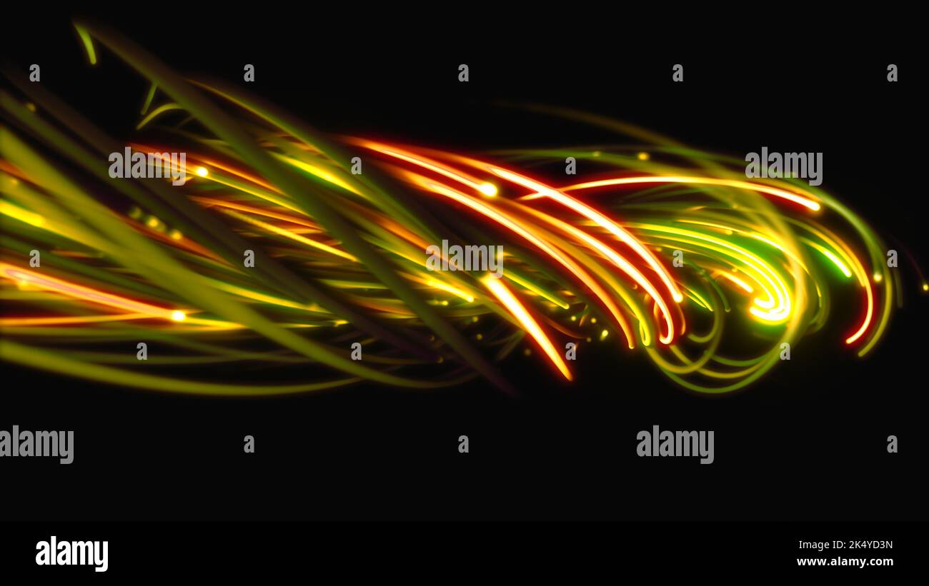 3D rendering of a colorful abstract background of strings, lines ...