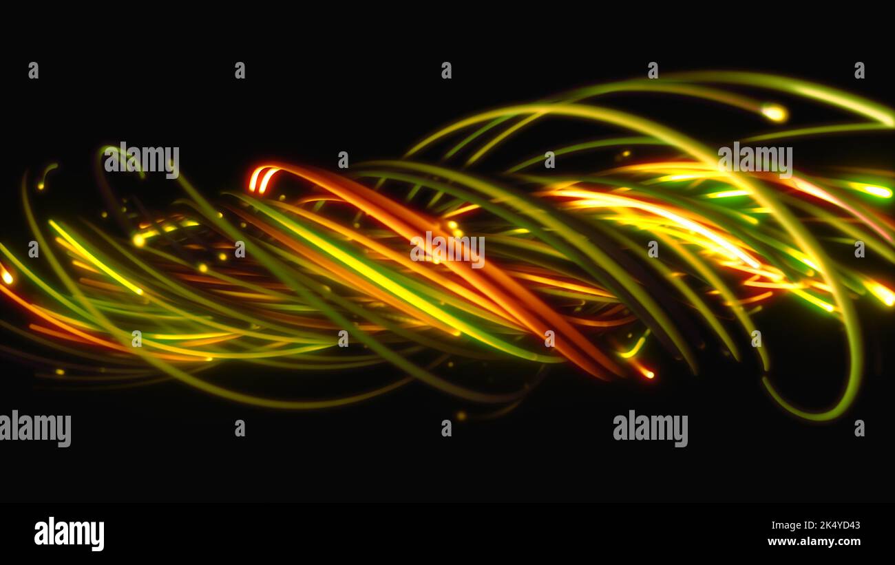 3D rendering of a colorful abstract background of strings, lines ...