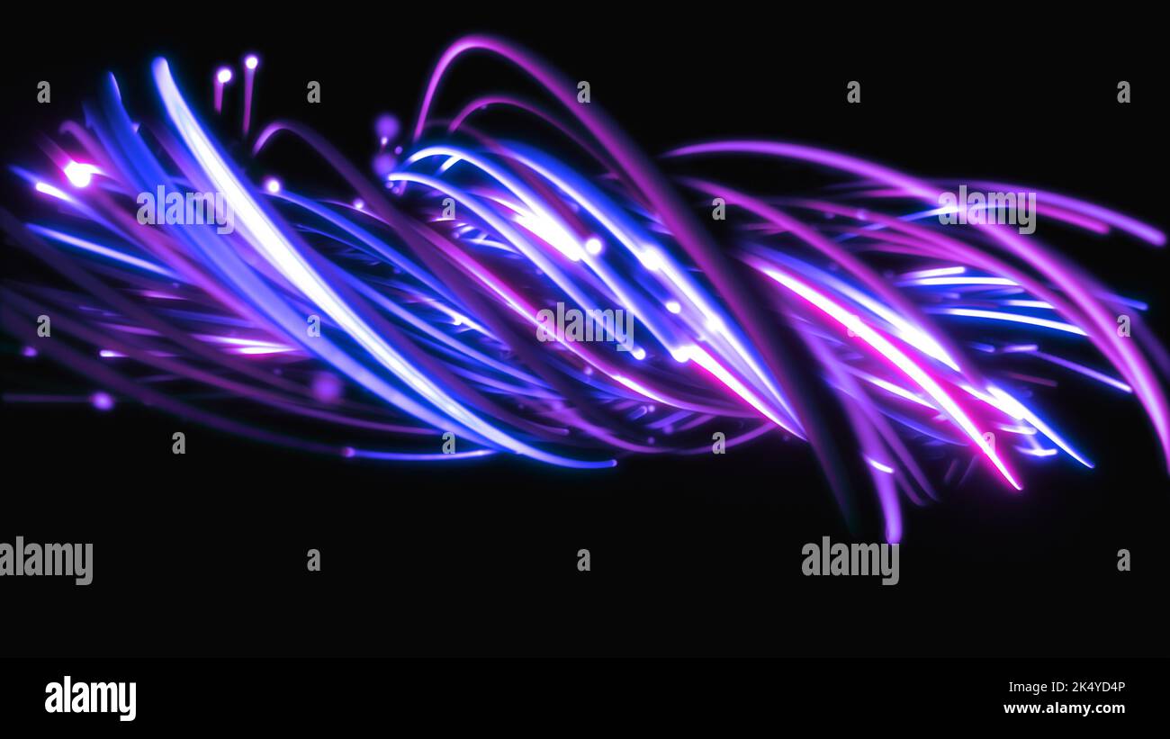 3D rendering of a colorful abstract background of strings, lines ...