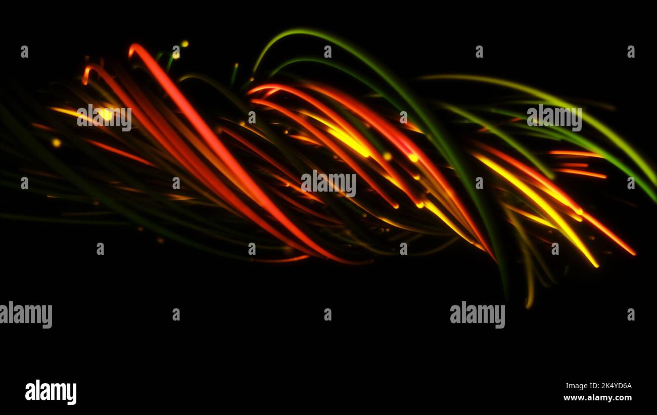 3D rendering of a colorful abstract background of strings, lines ...