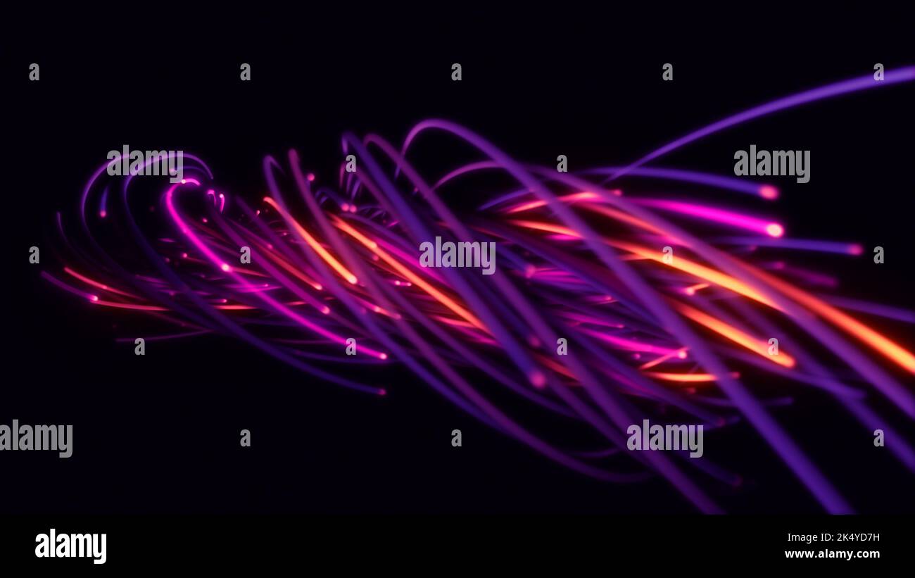 3D rendering of a colorful abstract background of strings, lines ...