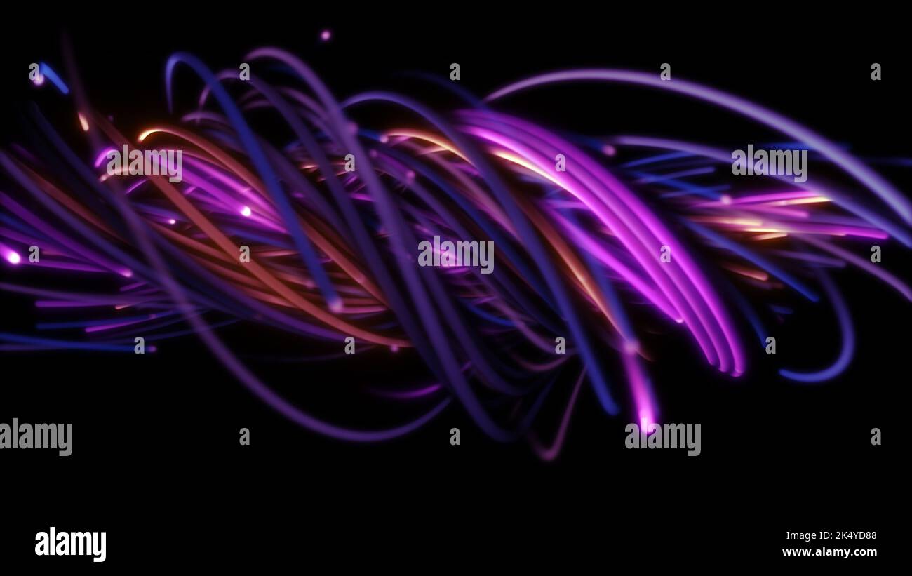 3D rendering of a colorful abstract background of strings, lines ...